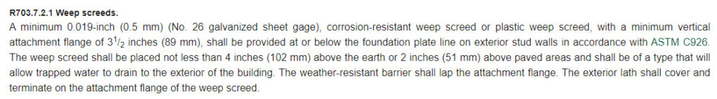 Stucco Weep Screed Codes Explained In Detail!
