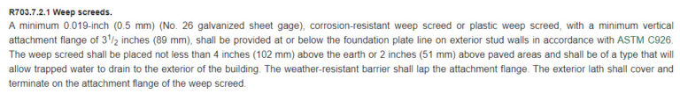 Stucco Weep Screed Codes Explained In Detail!
