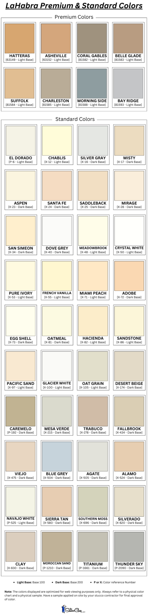 8 of the Most Popular Stucco Color Charts!