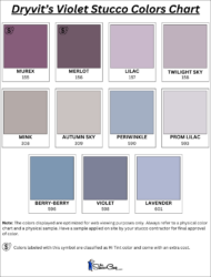 All 11 of Dryvit's Violet Stucco Color Choices (Chart)